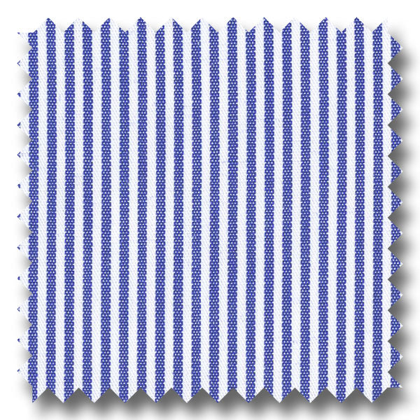 White with Medium Blue Bengal Stripe Pinpoint - Custom Dress Shirt ...